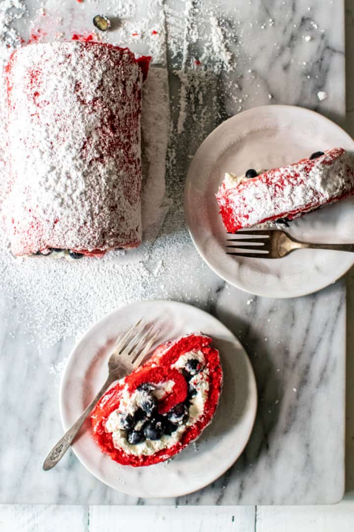 Red, White and Blueberry Cake Roll | Red, White and Blue Dessert Recipe