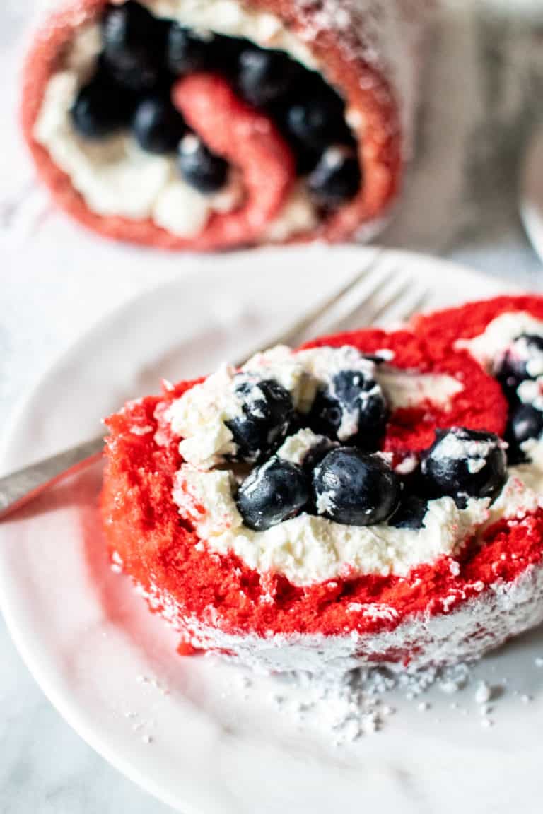 Red, White and Blueberry Cake Roll | Red, White and Blue Dessert Recipe
